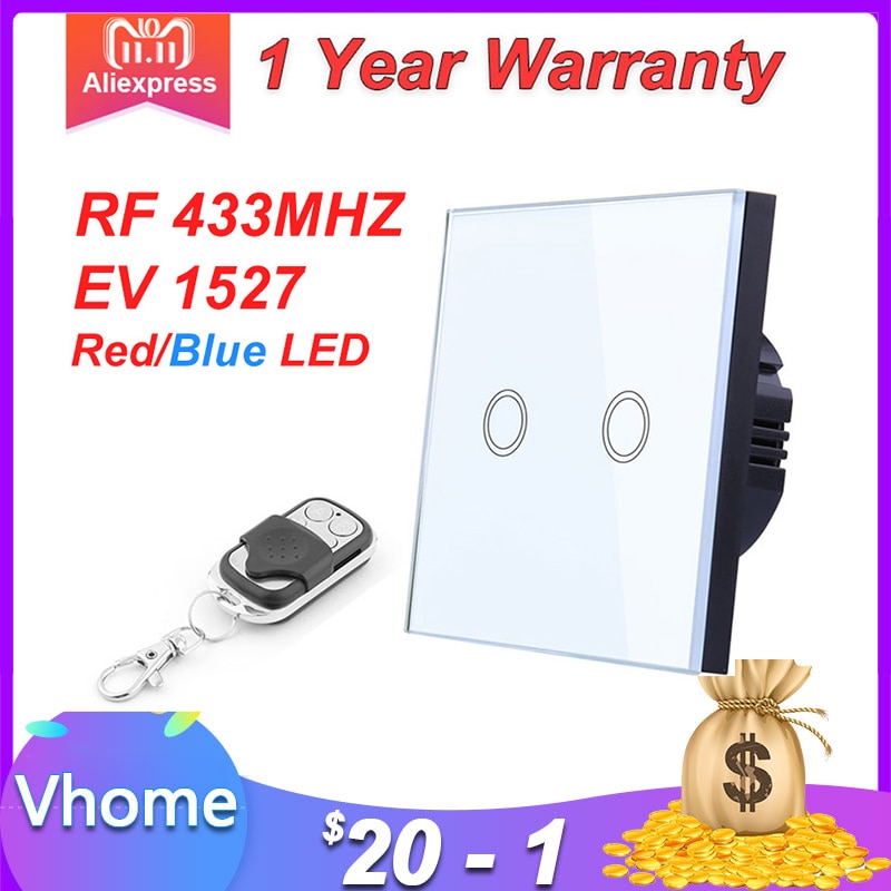 EU Standard VHOME Smart Touch Switch 2 Gang 1 Way,... – Grandado