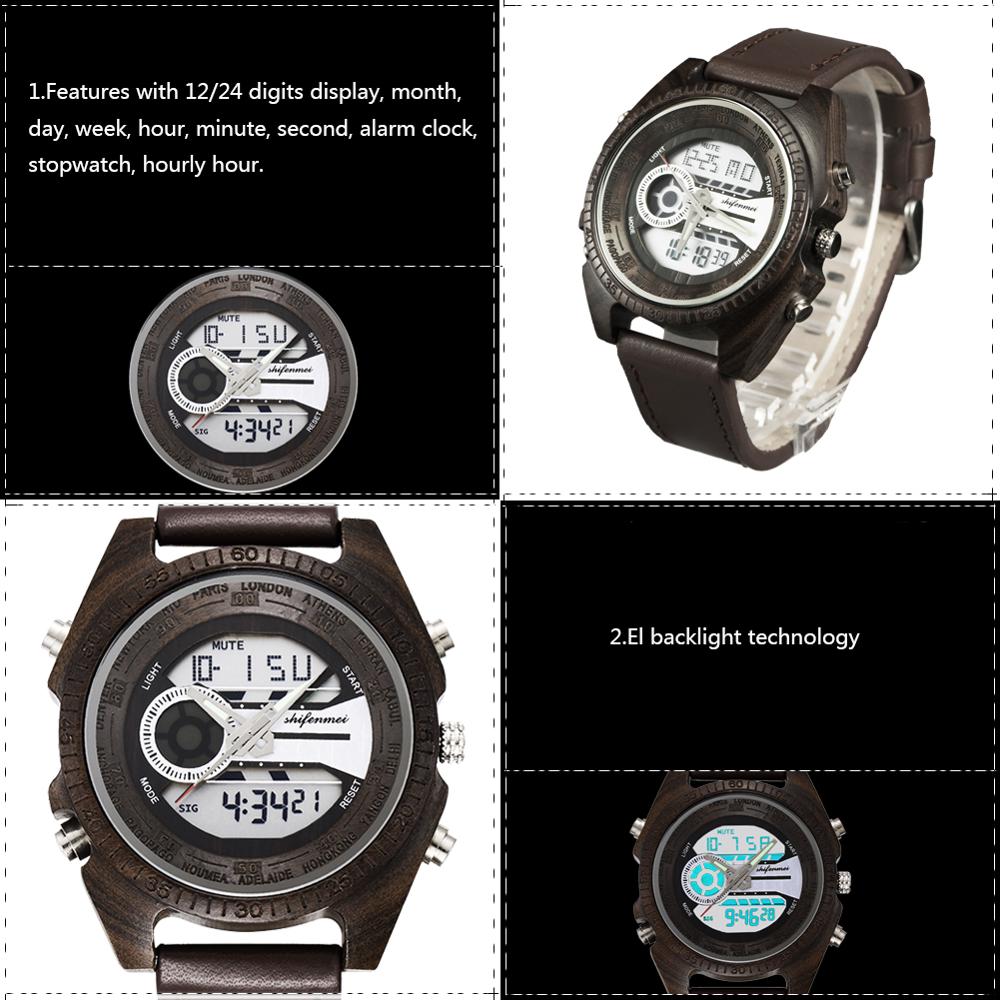shifenmei Antique Natural Digital Men Watches LED ... – Grandado