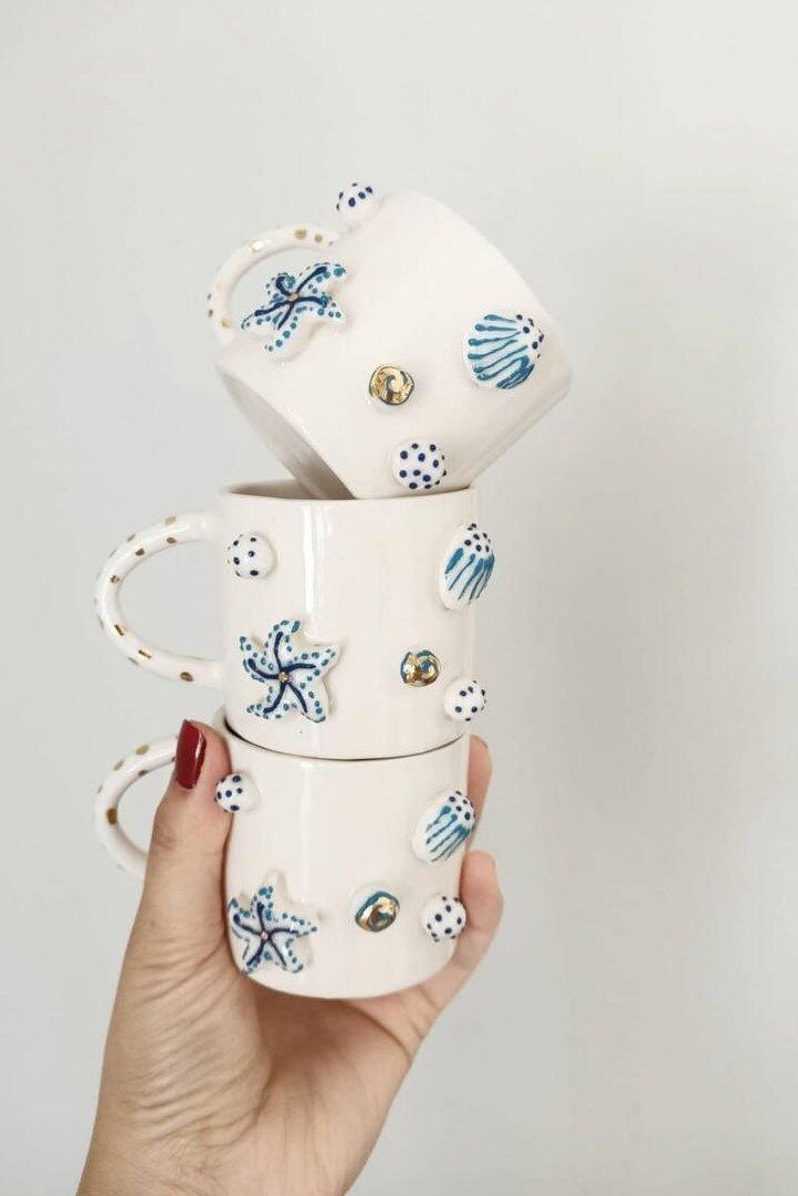 Handmade Ceramic Sea Star Turkish Coffee Cup and S... – Vicedeal