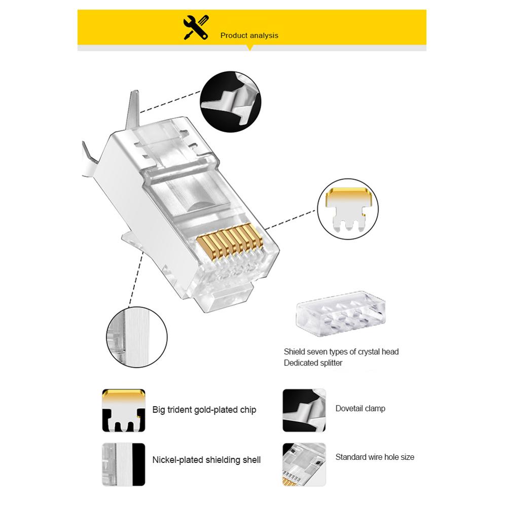 10Pcs CAT7 Metalen Afgeschermde RJ45 Connectors Mo... – Grandado