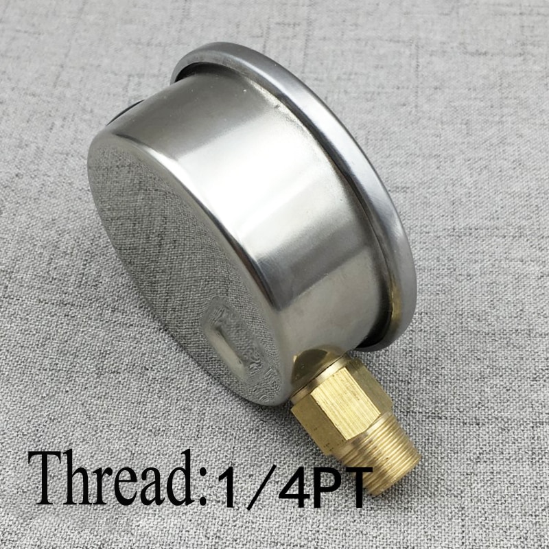 Rvs YN-60 schokbestendig manometer, oliedrukmeter, 10 KG/100 KG//150 KG/200 KG/250 kg ...