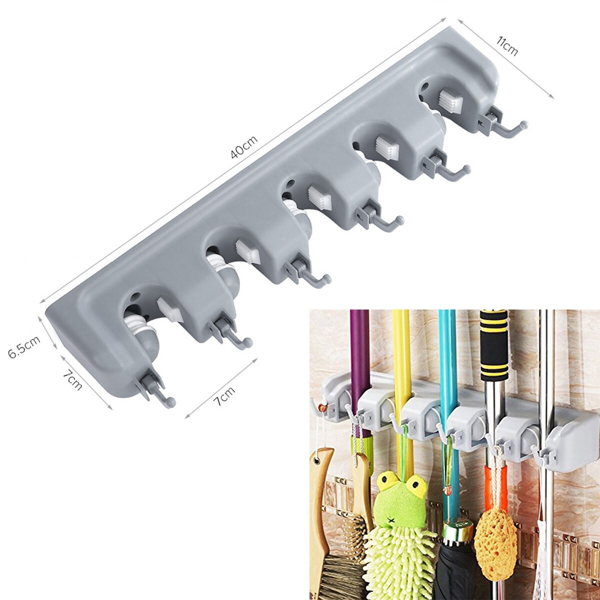 Portable Broom Holder Wall Mounted Broom Hanger Mo... – Vicedeal