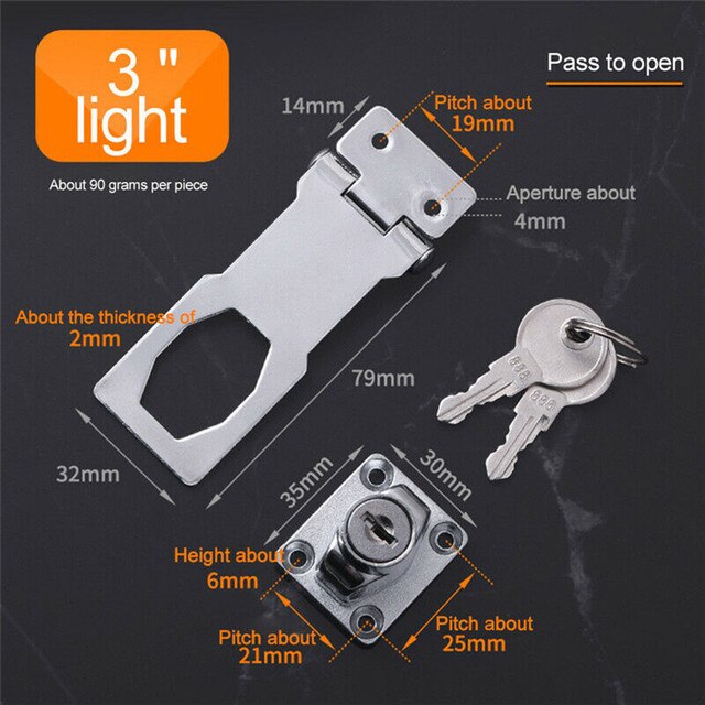 2.5/3/4inch Door Locking Hasp Staple Padlock Cupbo... – Grandado