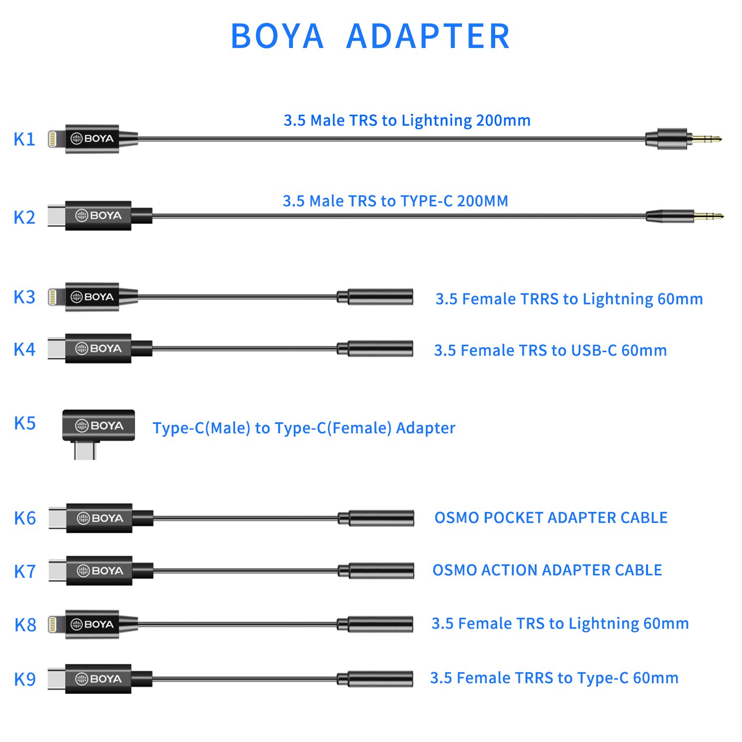 BOYA BY-K1-K9 Audio Adapter Cable Microphone Exten... – Vicedeal