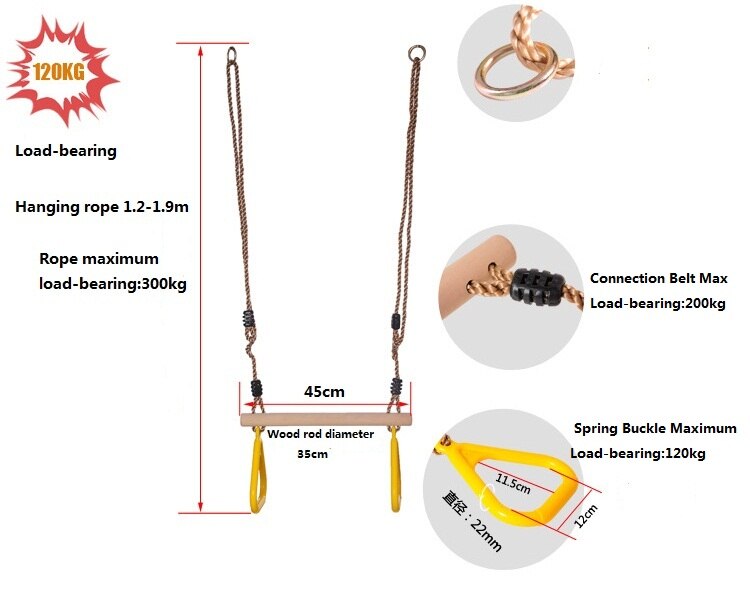 Fitness Equipment Adults Children Rings Swing Play... – Grandado