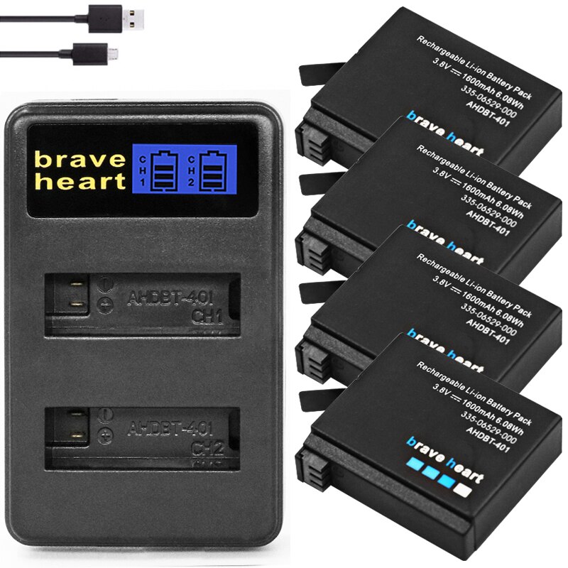 Bateria Go Pro Hero 4 Hero4 Batterij + Led Usb Cha... – Grandado