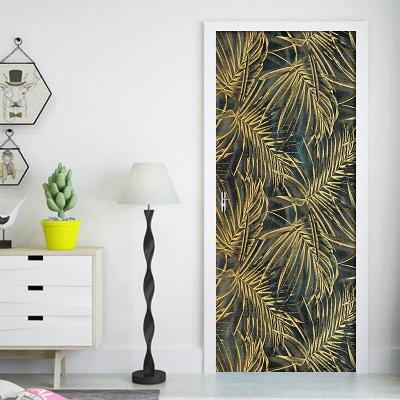 European Style Retro Leaf Door Sticker 3D Hand-pai... – Grandado