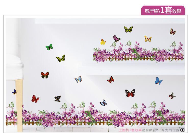 Purple Flower Butterfly Fence Vinyl Removable Stic... – Grandado