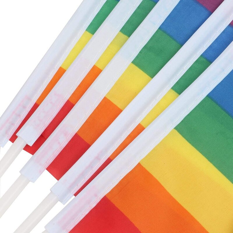 15 Rainbow Hand Flags For Waving - Stick Flags - M... – Vicedeal