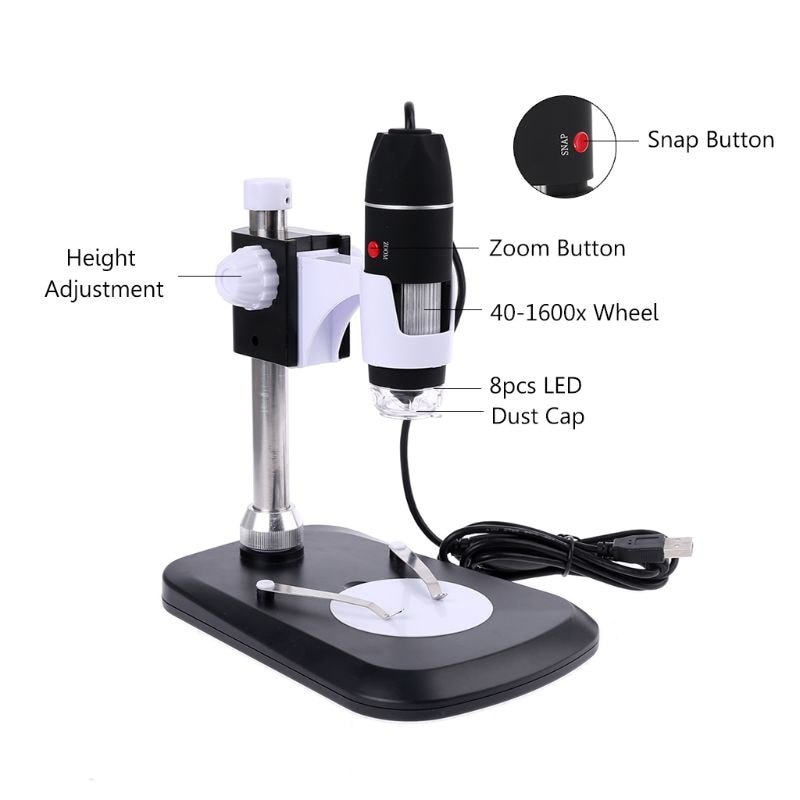 1600X Digital Microscope Endoscope with Stand USB ... – Vicedeal