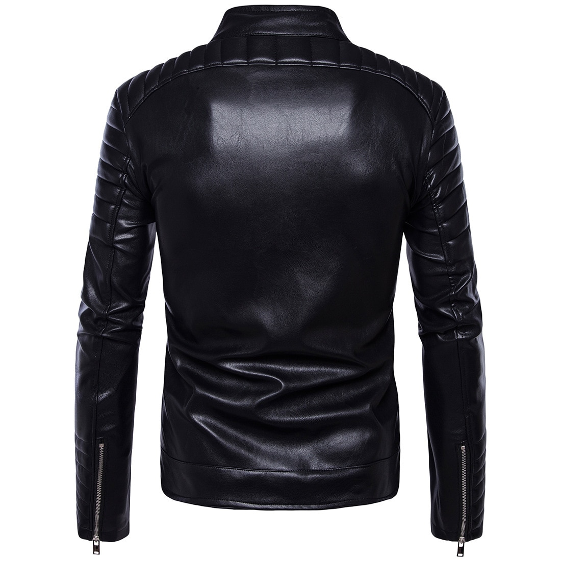 Good Men Folds Leather Coats Slim Fit Diagonal Zip... – Vicedeal