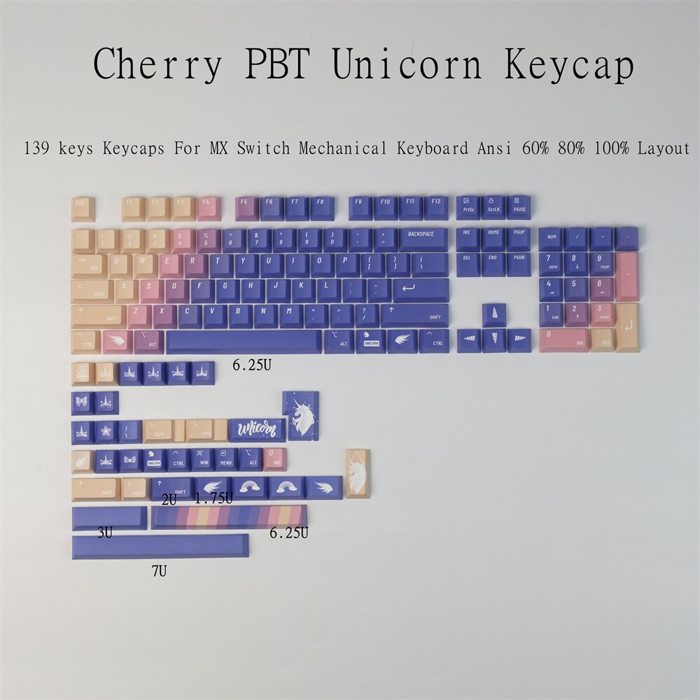 139 Keys PPT Keycaps Unicorn Cherry High DYE-Subli... – Vicedeal
