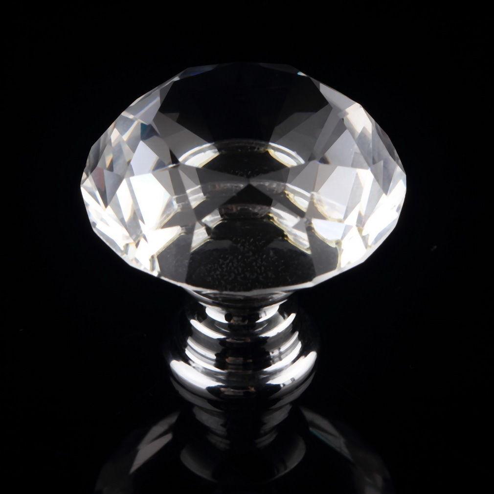 3/5Pcs 30mm Crystal Glass Knobs Diamond Shape Acry... – Grandado