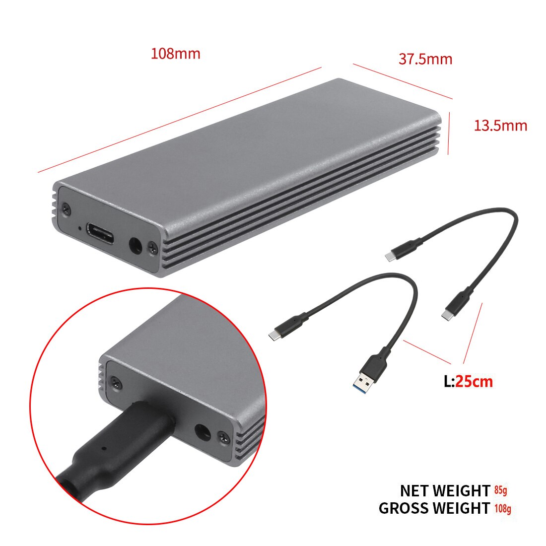 XT-XINTE Aluminium Type-C Ssd Draagbare Case 12 + ... – Vicedeal