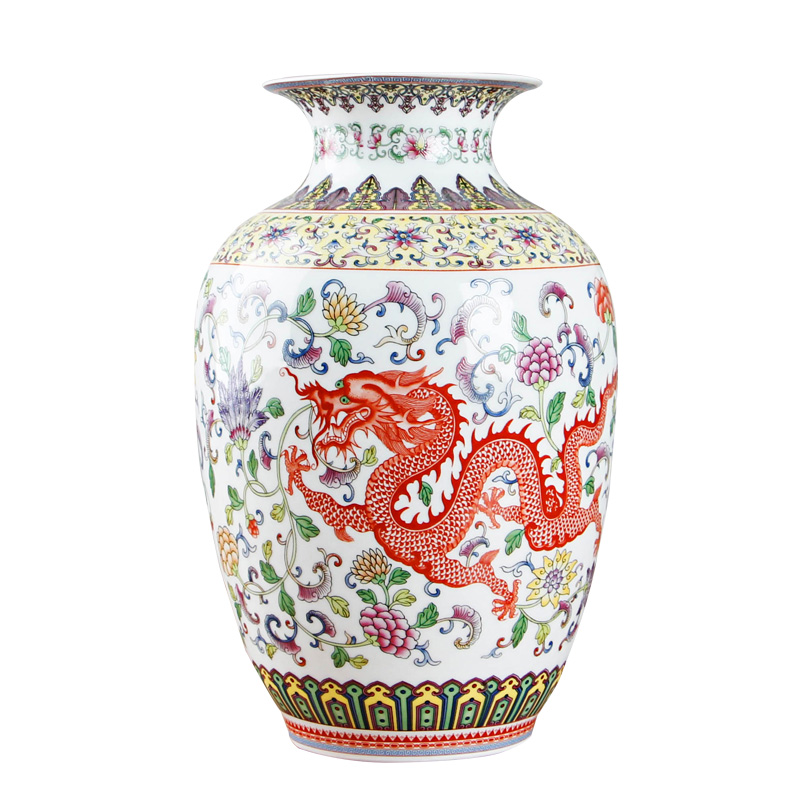 Jingdezhen Enamel Dragon And Pheonix Ceranic Vase ... – Grandado