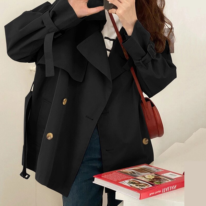 Spring British Style Short Women Windbreaker Solid... – Vicedeal