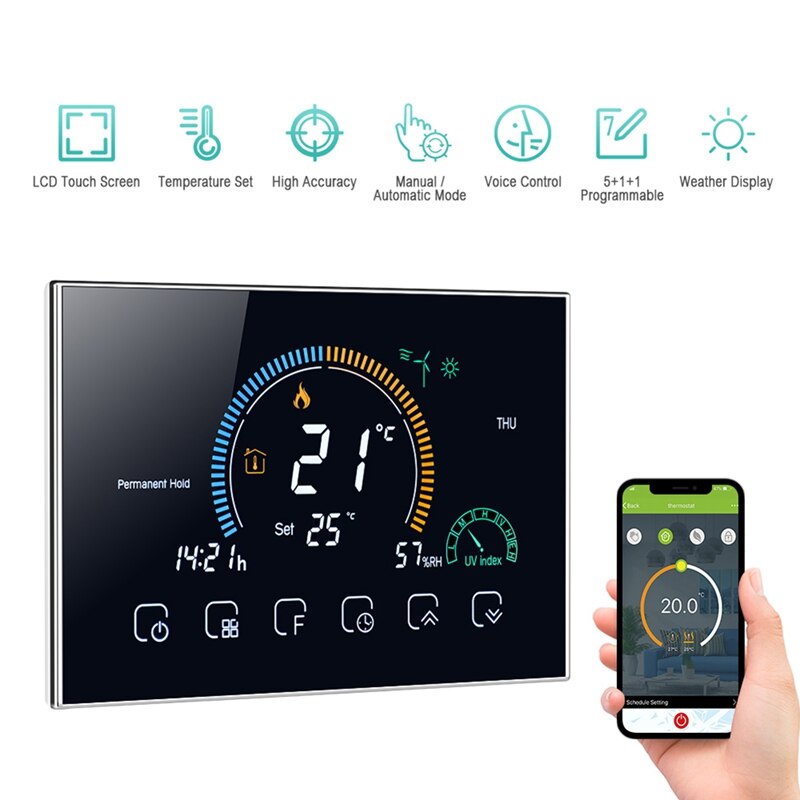 WiFi Smart Thermostat with Presssn Color Display W... – Grandado