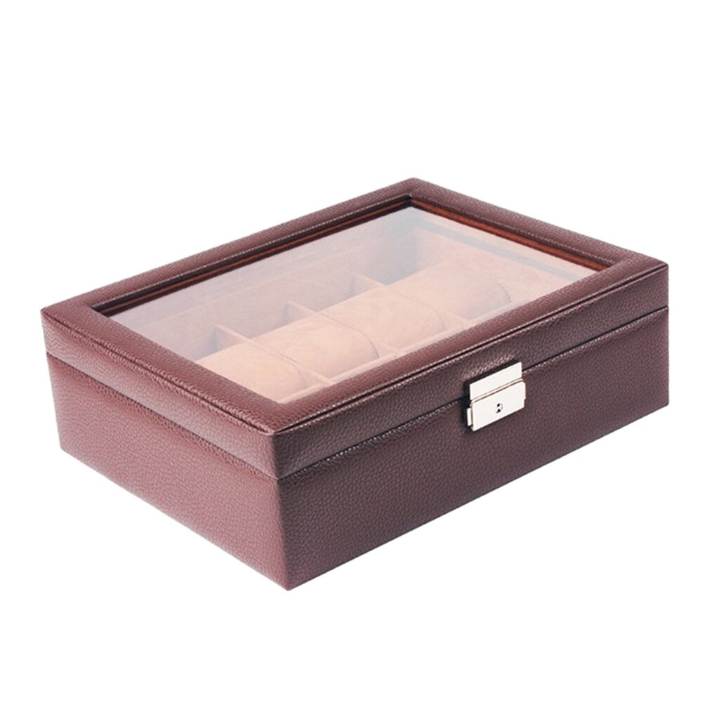 Luxury Brown Leather Watch Display Container 10 Sl... – Grandado