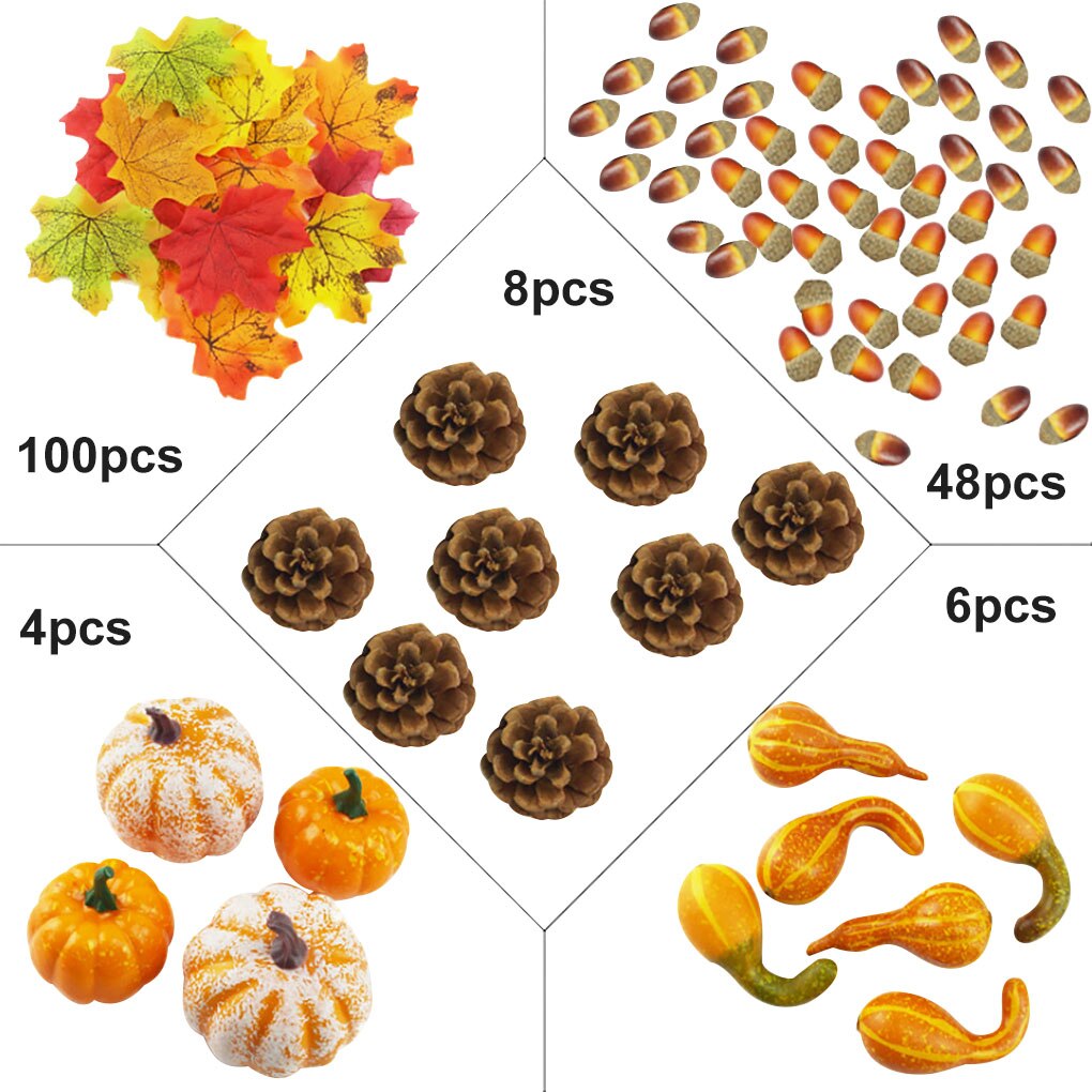 166 stk halloween kunstigt græskar sæt taksigelse ... – Vicedeal