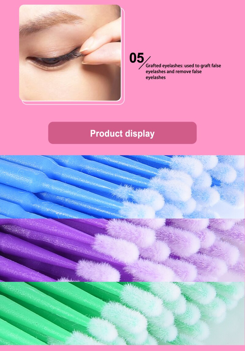 100PCS eyelash cotton swab Disposable Micro Brushe... – Grandado