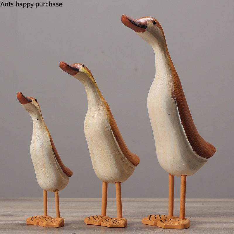 Nordic Wooden duck Simulated animal Three-piece su... – Vicedeal