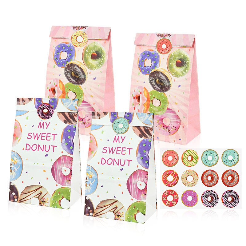 12Pcs Donuts Paper Candy Bag with Stickers Kids Bi... – Grandado