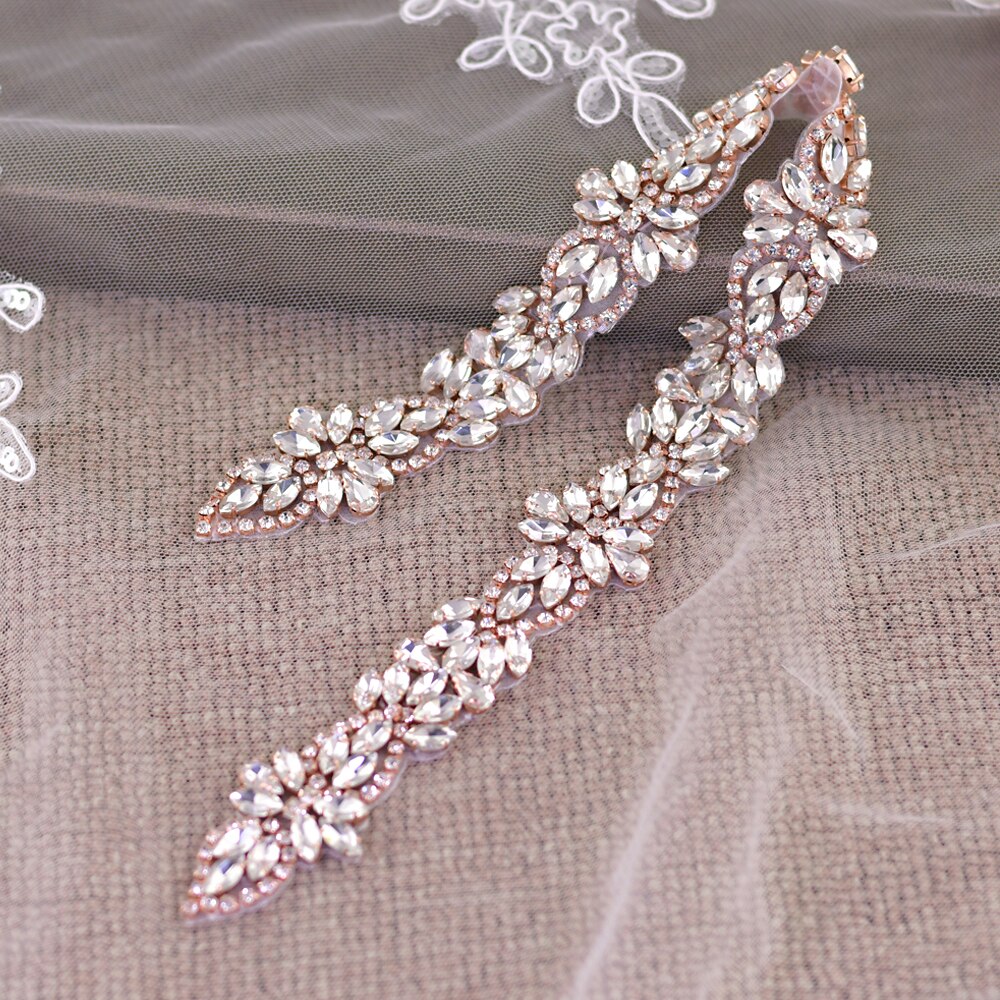 Trixy S429 Rose Gold Strass Riem Bruids Riem Diama... – Vicedeal