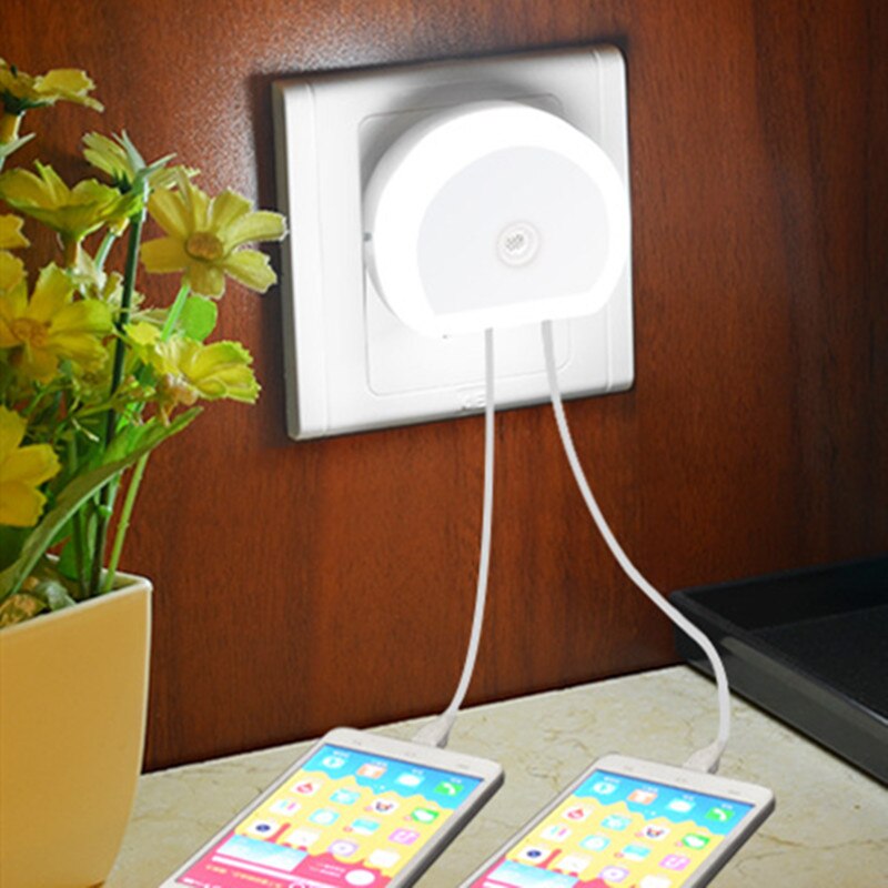 LED Sensor Control Night Light EU US Plug Dual USB... – Grandado