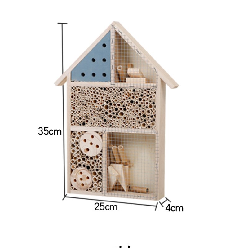Insect House Natural Wooden Bee Hotel Butterfly Ha... – Grandado