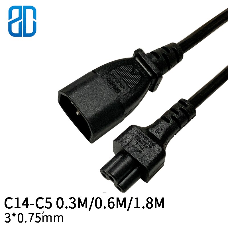 0.3M 3*0.75mm Square C14-C5 IEC320 C14 Male Plug T... – Grandado