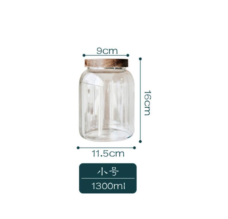 High borosilicate glass acacia wood lid glass jar ... – Vicedeal