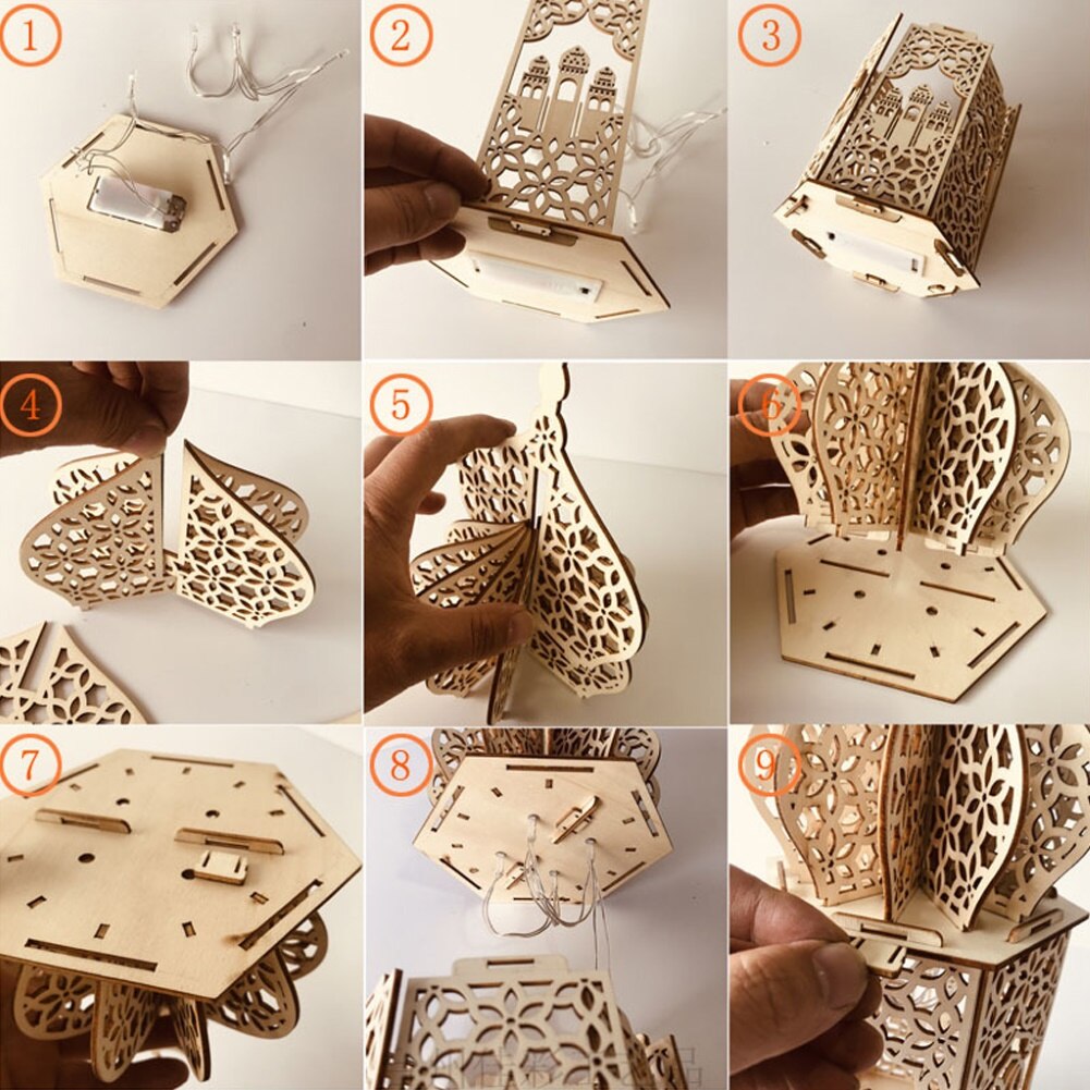 Islam Eid Ramadan lights box Light Wooden Assemble... – Grandado