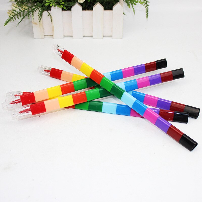building block painting crayon 12 color crayon tri... – Grandado