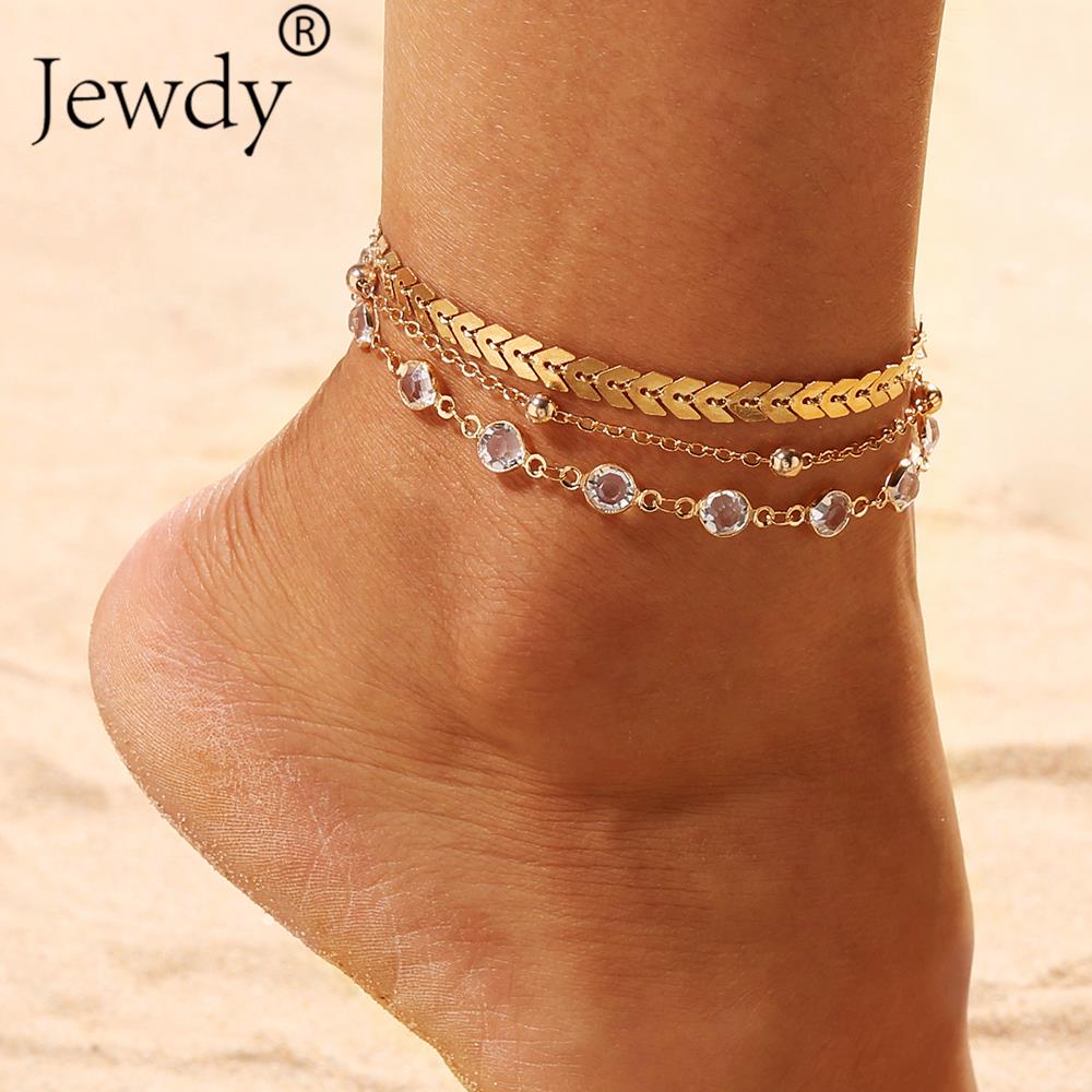 3PCS/SET Crystal Star Female Anklets Barefoot Croc... – Grandado