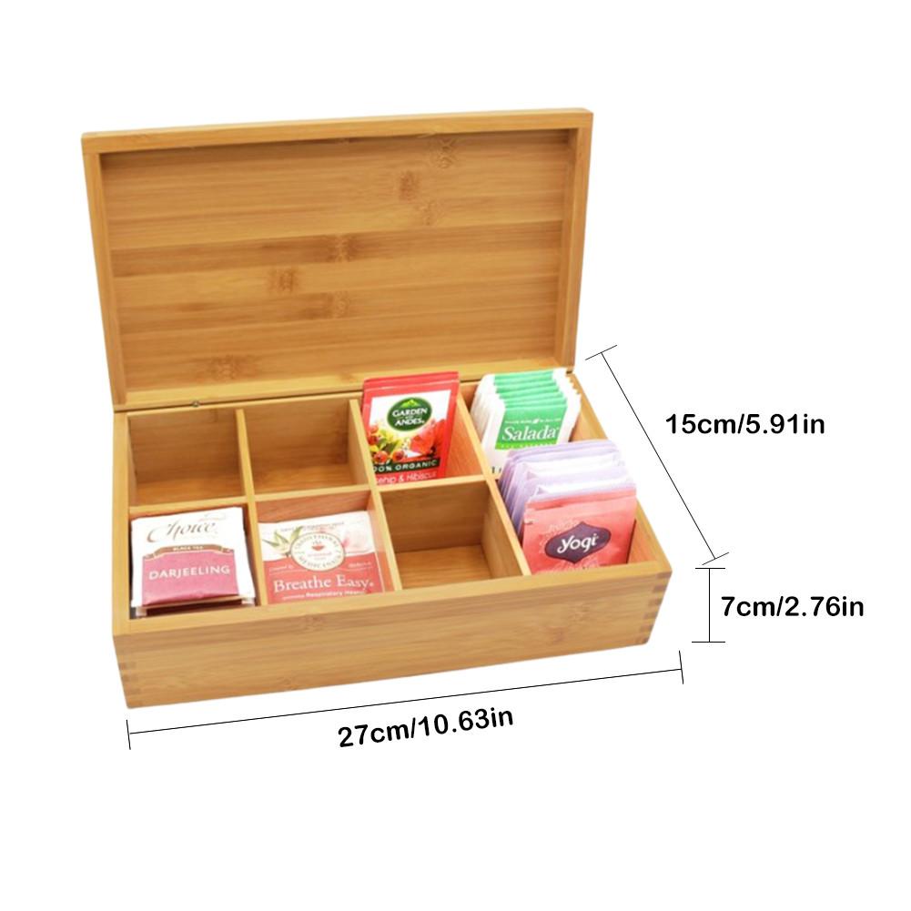 Vintage Wood Tea Box Caddy Organizer Bamboo Tea St... – Vicedeal