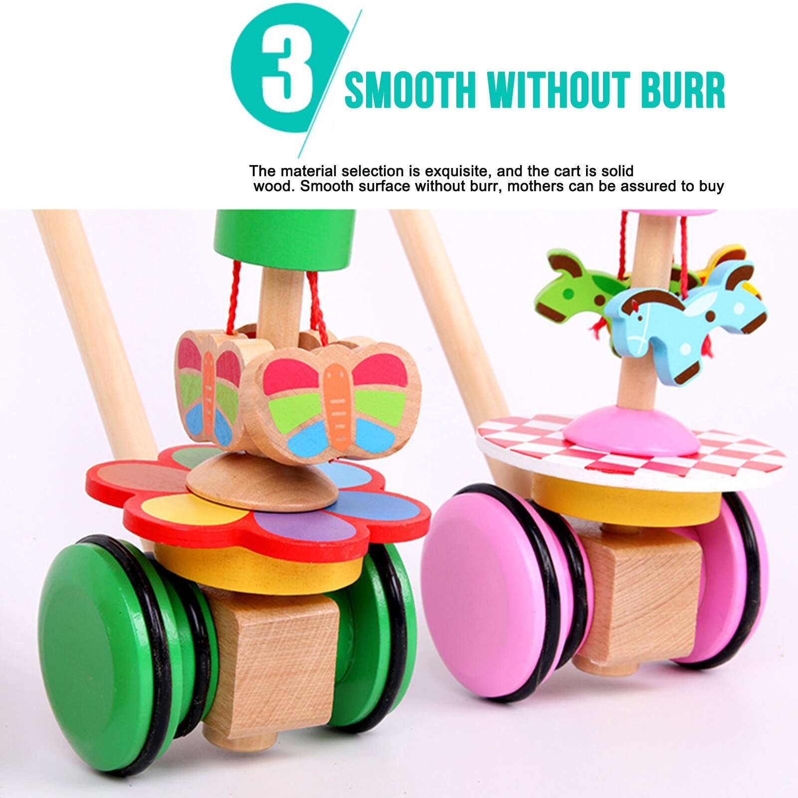 Wooden Push Pull Activity Walking Toy Toddlers 18 ... – Grandado