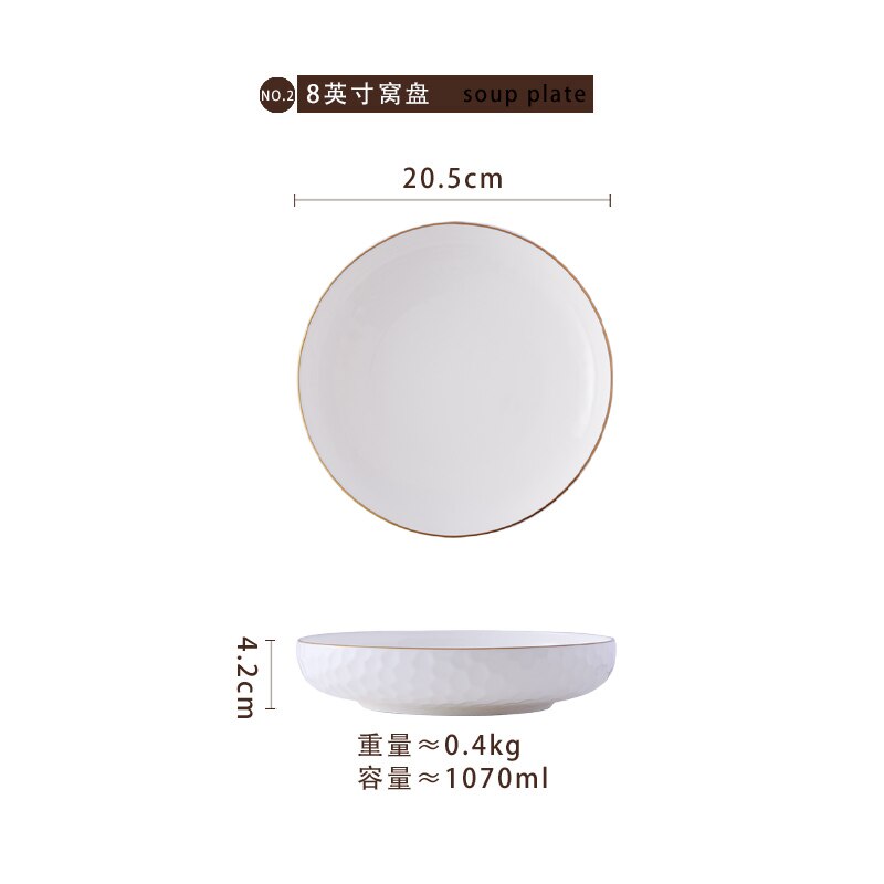 White Ceramic Western Plate Deep Dish Plate Hotel ... – Grandado