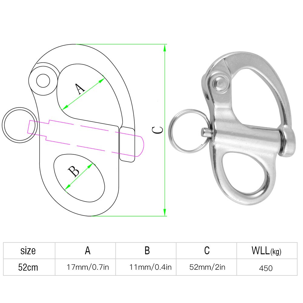 Fixed Snap Shackle 316 Stainless Steel 35mm Fixed ... – Vicedeal