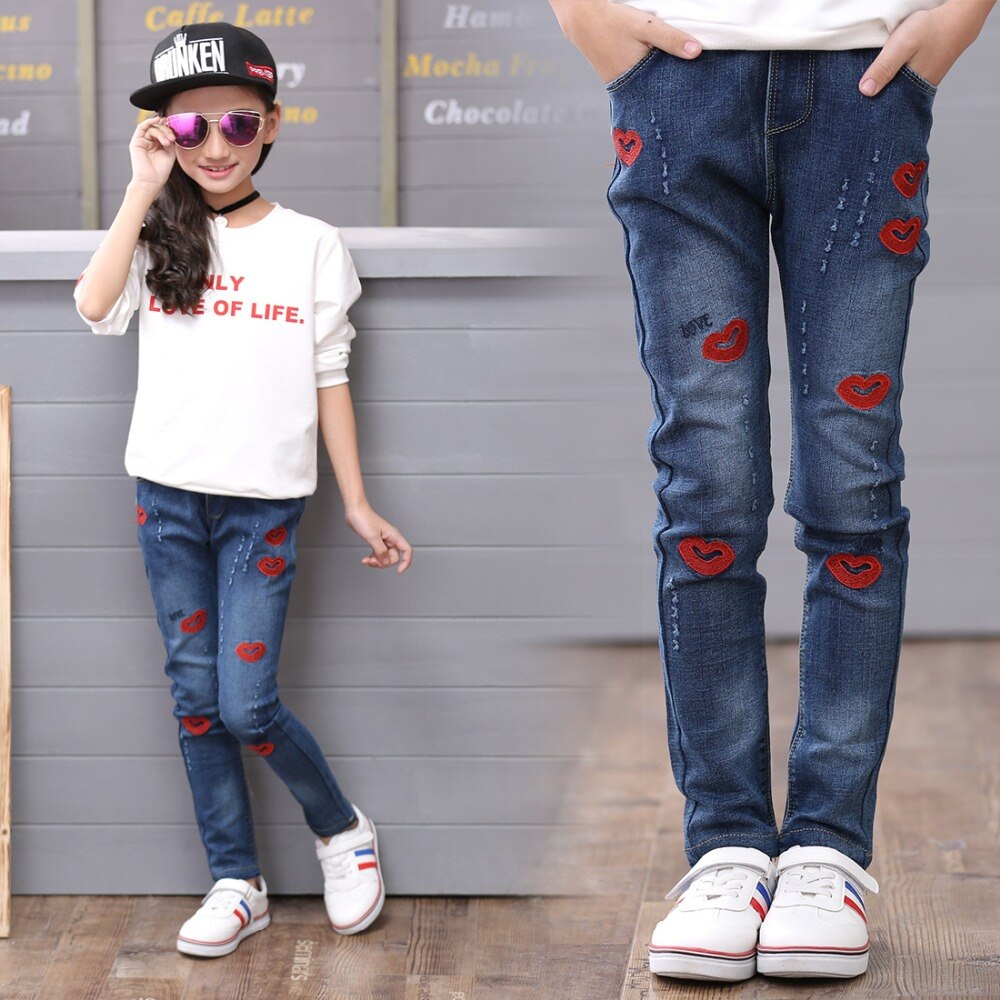 Kids Girls Jeans Pants Spring Kids Girls Pants Sli... – Grandado