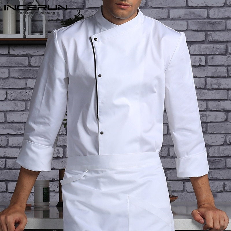 INCERUN Men Chef Uniform Costume Button Long Sleev... – Grandado