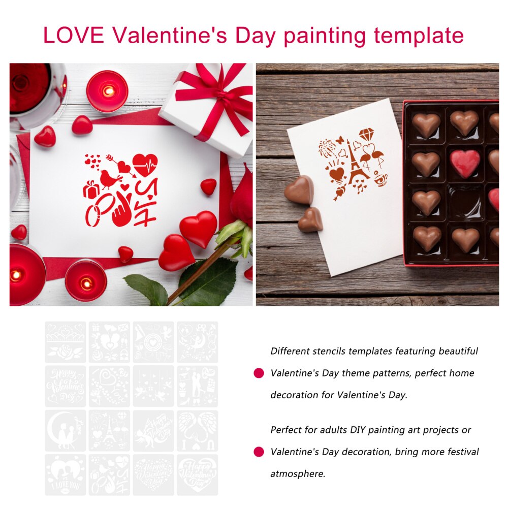 16pcs Valentine's Day Theme Painting Templates Hol... – Grandado