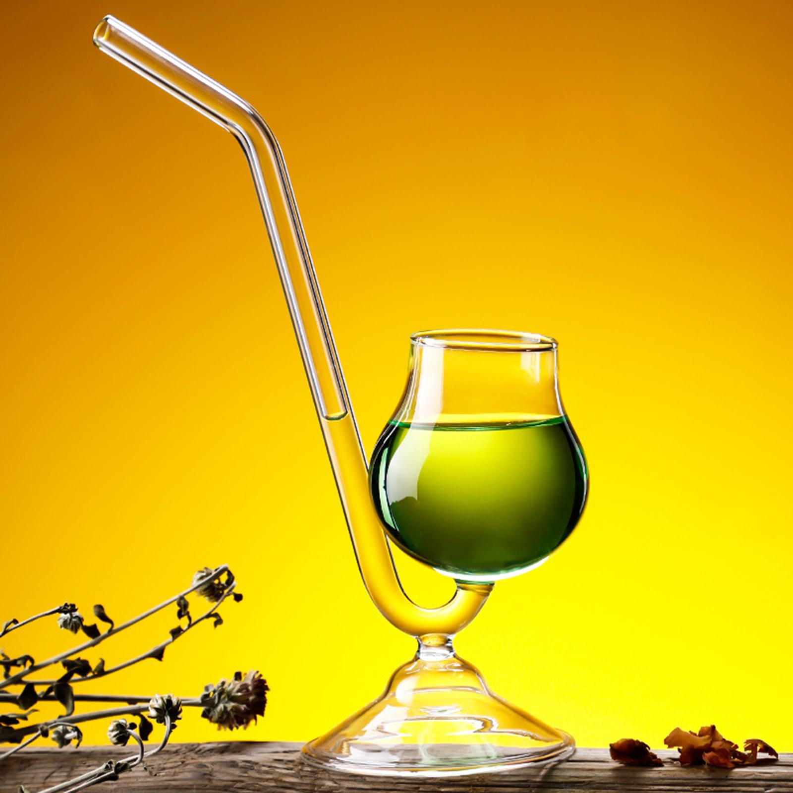 Pipe Shaped Cocktail Glass with Straw Transparent ... – Vicedeal