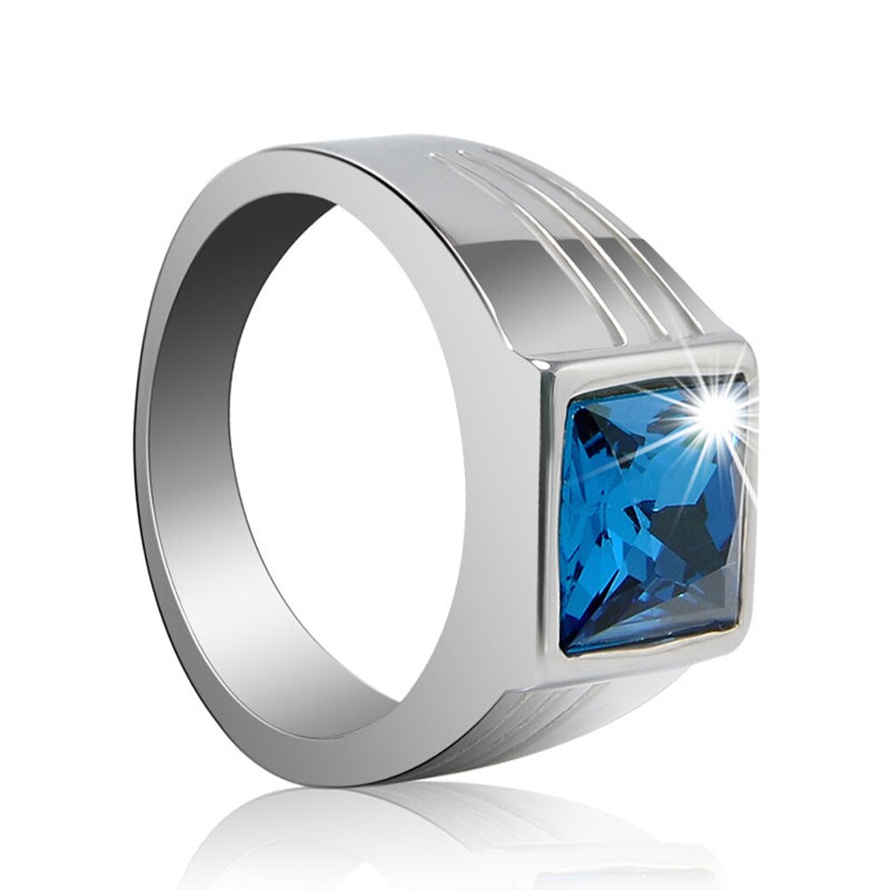 Men's Gorgeous Blue Square Rhinestone Wide Wedding... – Grandado