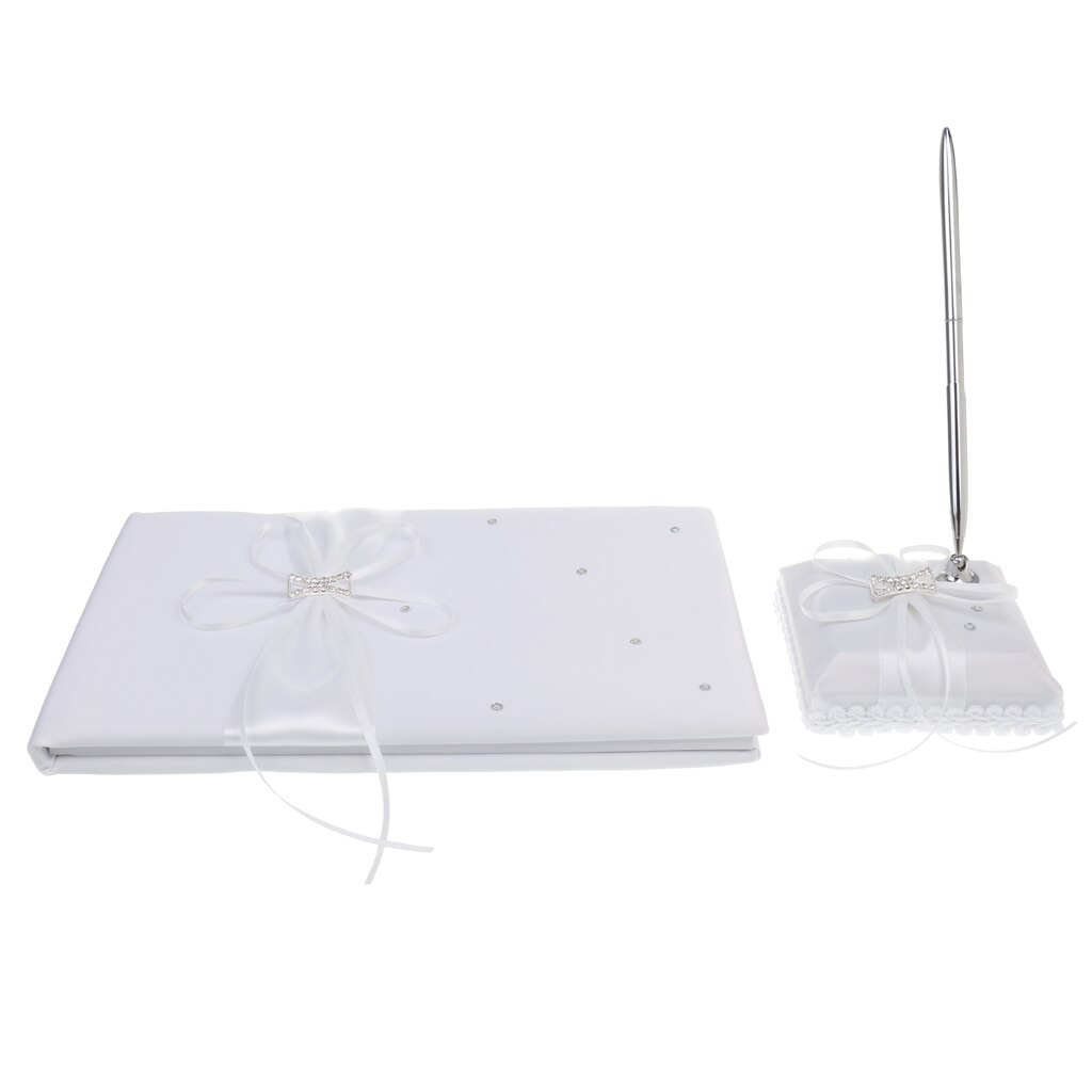 White Wedding Guest Register Comment Book Silver P... – Grandado