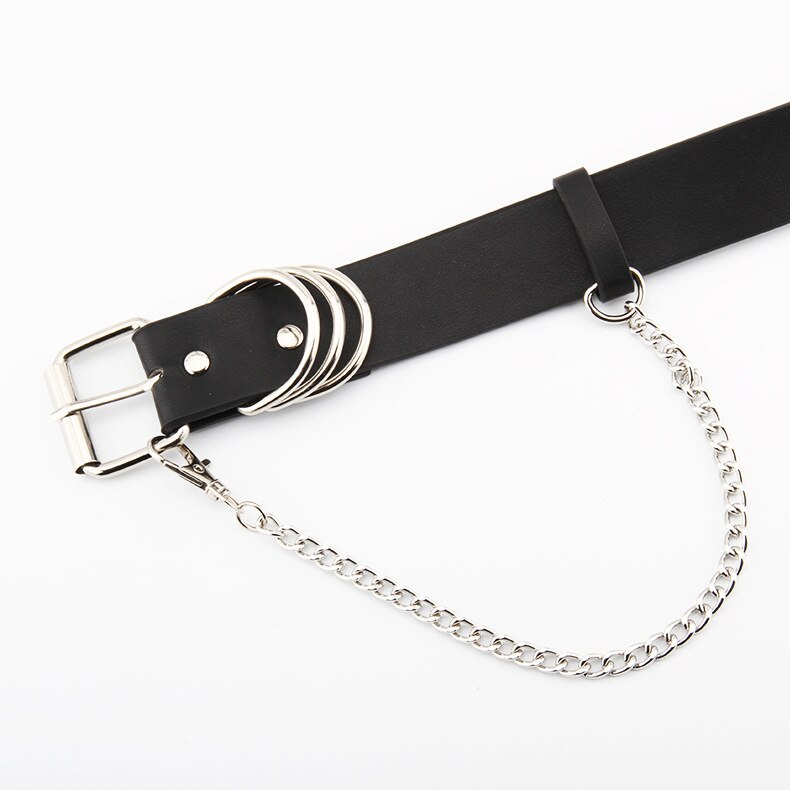 Lady Black soft PU Leather Belts With Chain Luxury... – Grandado