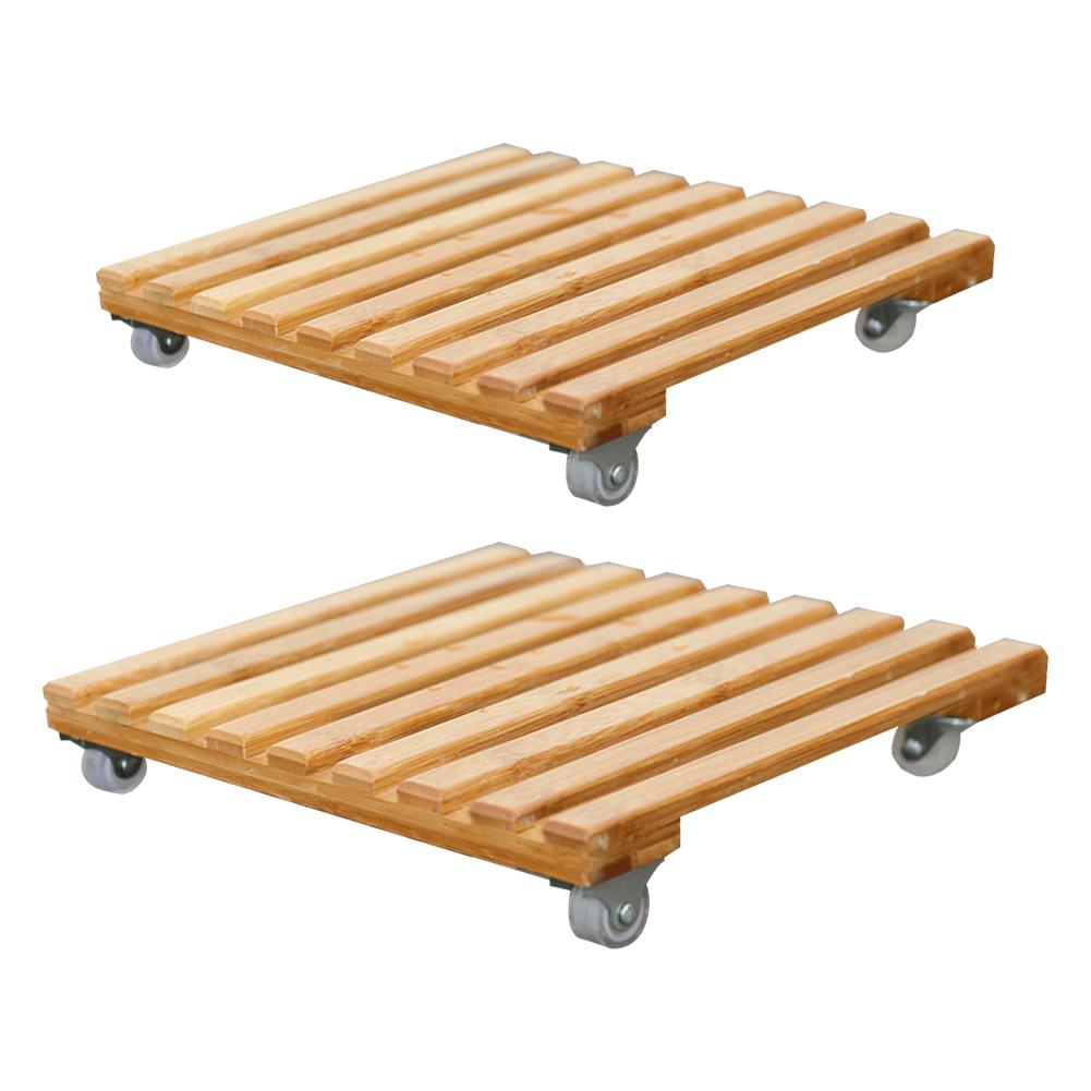 Wood Square Tray Plant Pot Base Roller Moving Tray... – Grandado