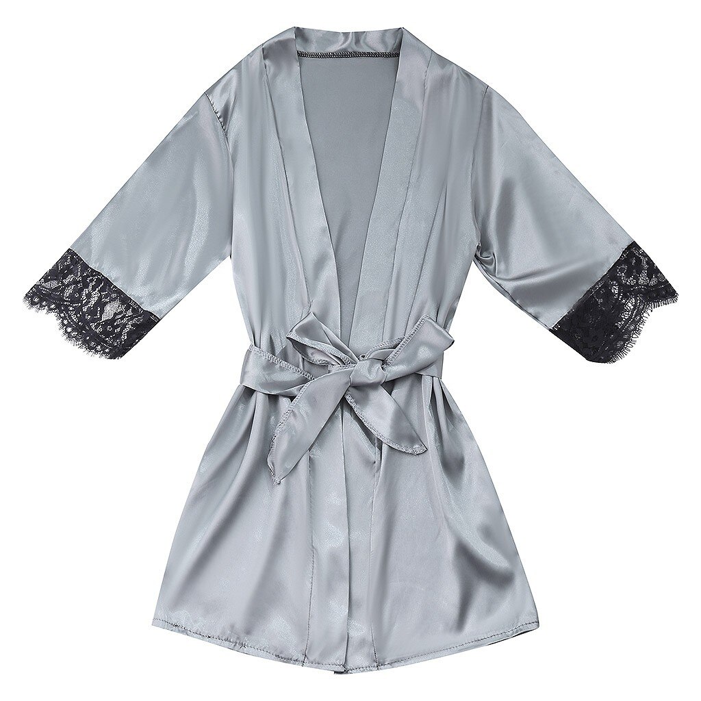 Frauen Satin Silk Pyjamas Soft Atmungsaktivem Robe... – Vicedeal