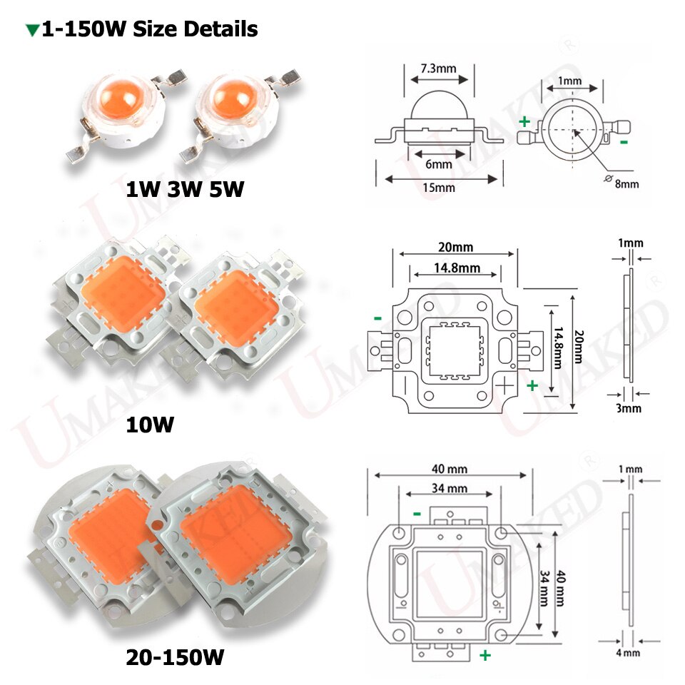 High Power 1W 3W 5W Grow Light Led Chip Light Bulb... – Vicedeal