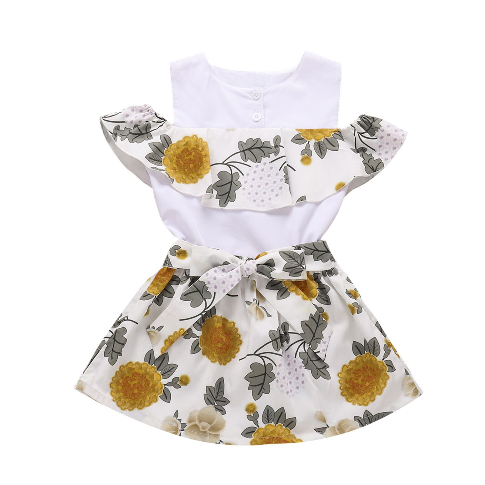 Peuter Kids Baby Meisjes Bloemen Verstoorde Mouwlo... – Grandado