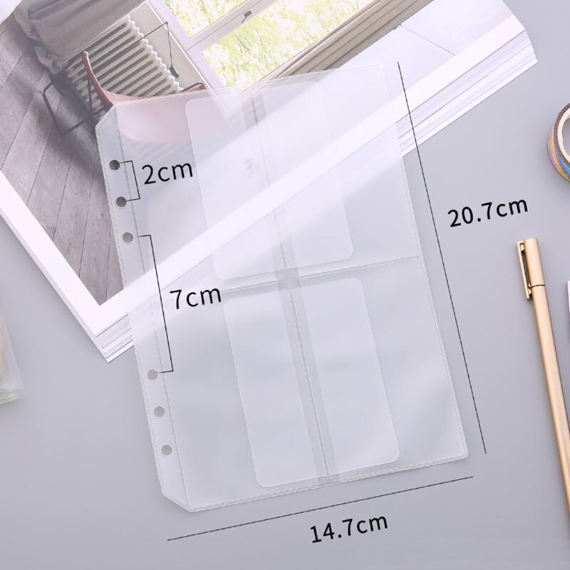 12pcs A5 A6 PVC Transparent Standard 6 Holes Bills... – Grandado